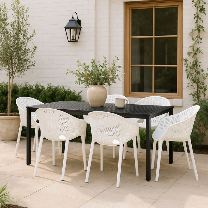 Narrow 72" Slat Dining Table - Slate Black