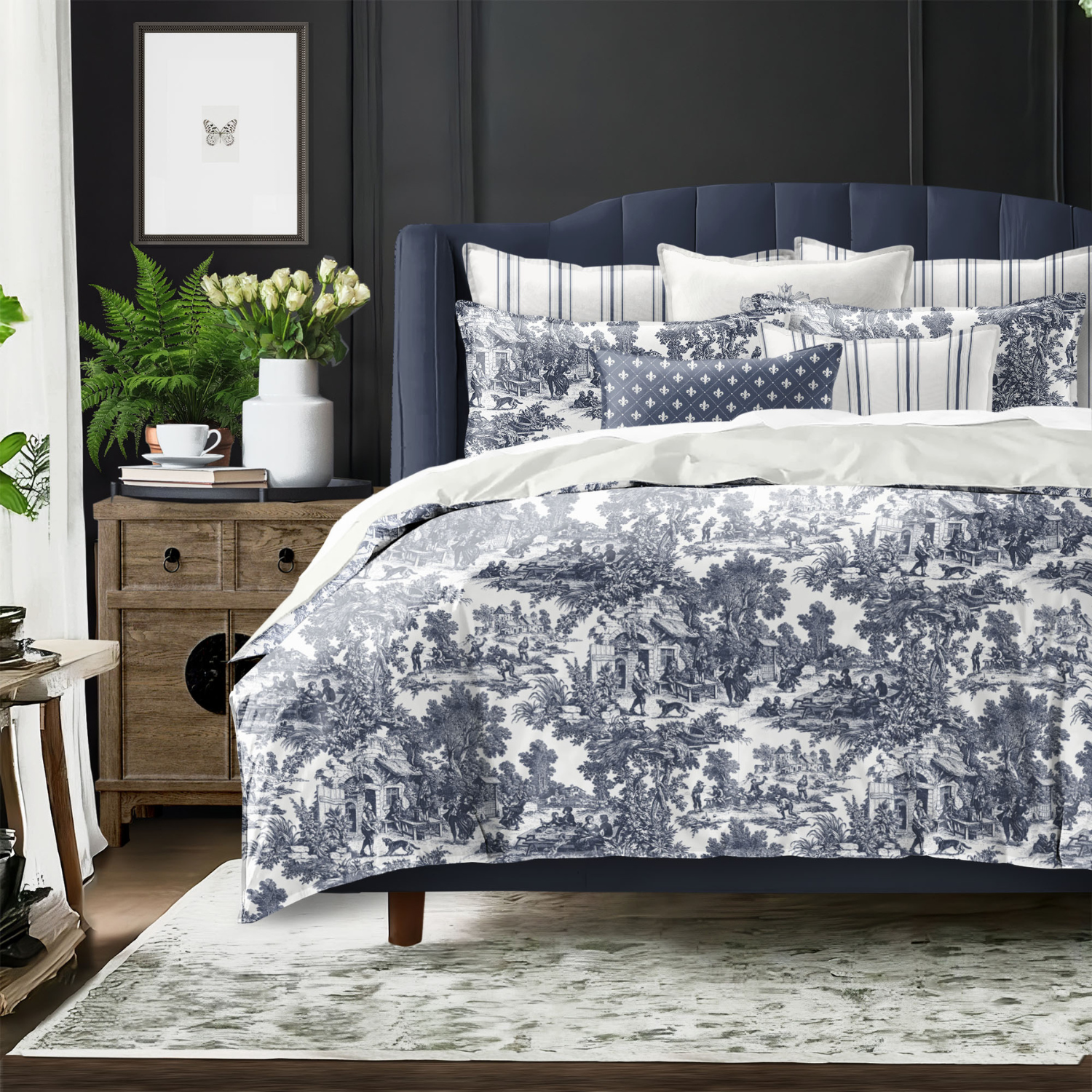 Au Village Denim Blue 8 Pc Bedding Set