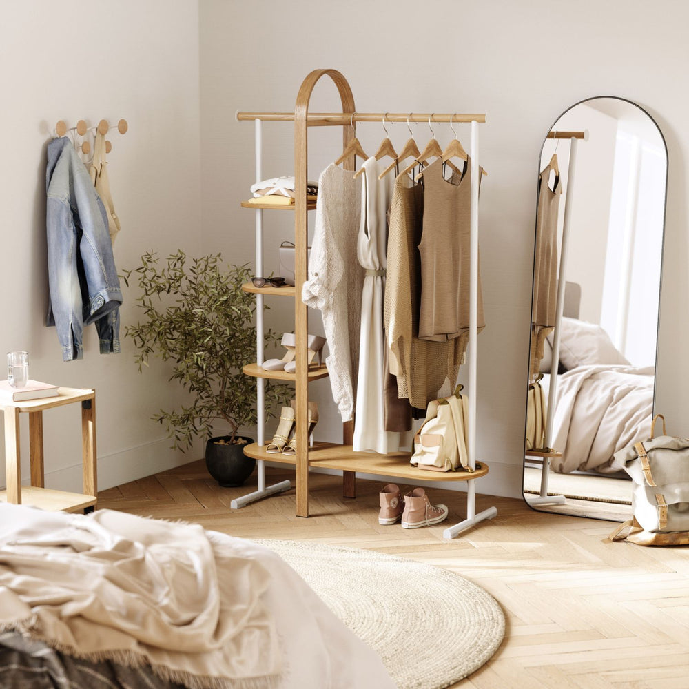 Garment White/Natural Clothes Storage Rack