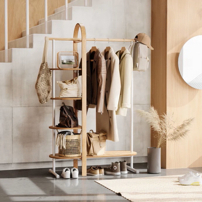 Garment White/Natural Clothes Storage Rack