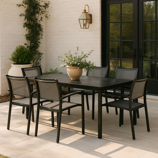 Narrow 72" Slat Dining Table - Slate Black